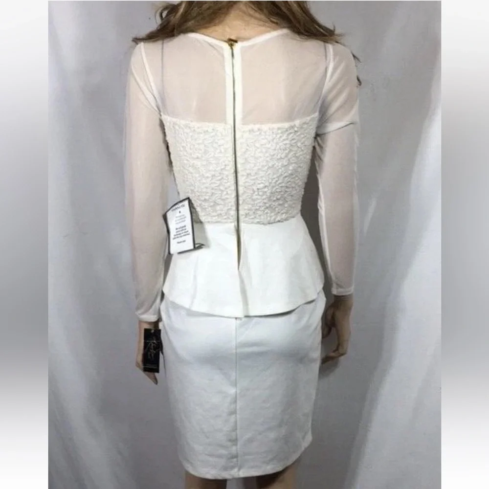 Thalia Sodi | Dresses | Thalia Sodi White Metallic Illusion Peplum ...